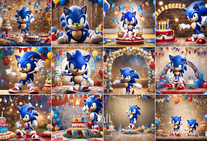 20 Sonic Birthday Digital Backgrounds Sonic the Hedgehog Backdrop ...