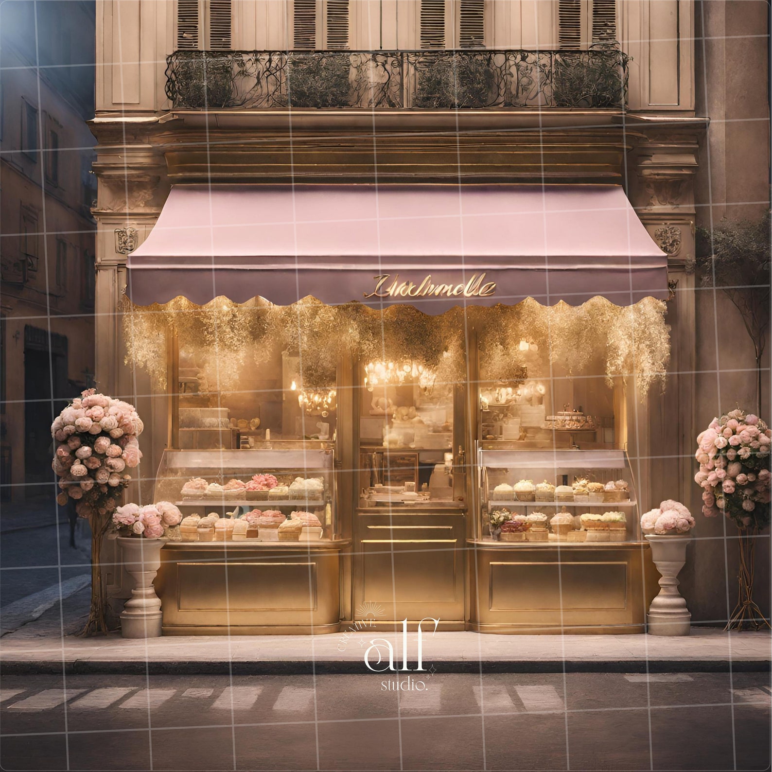Bakery Store Backdrops Floral Store Front Background Pink Aesthetic ...