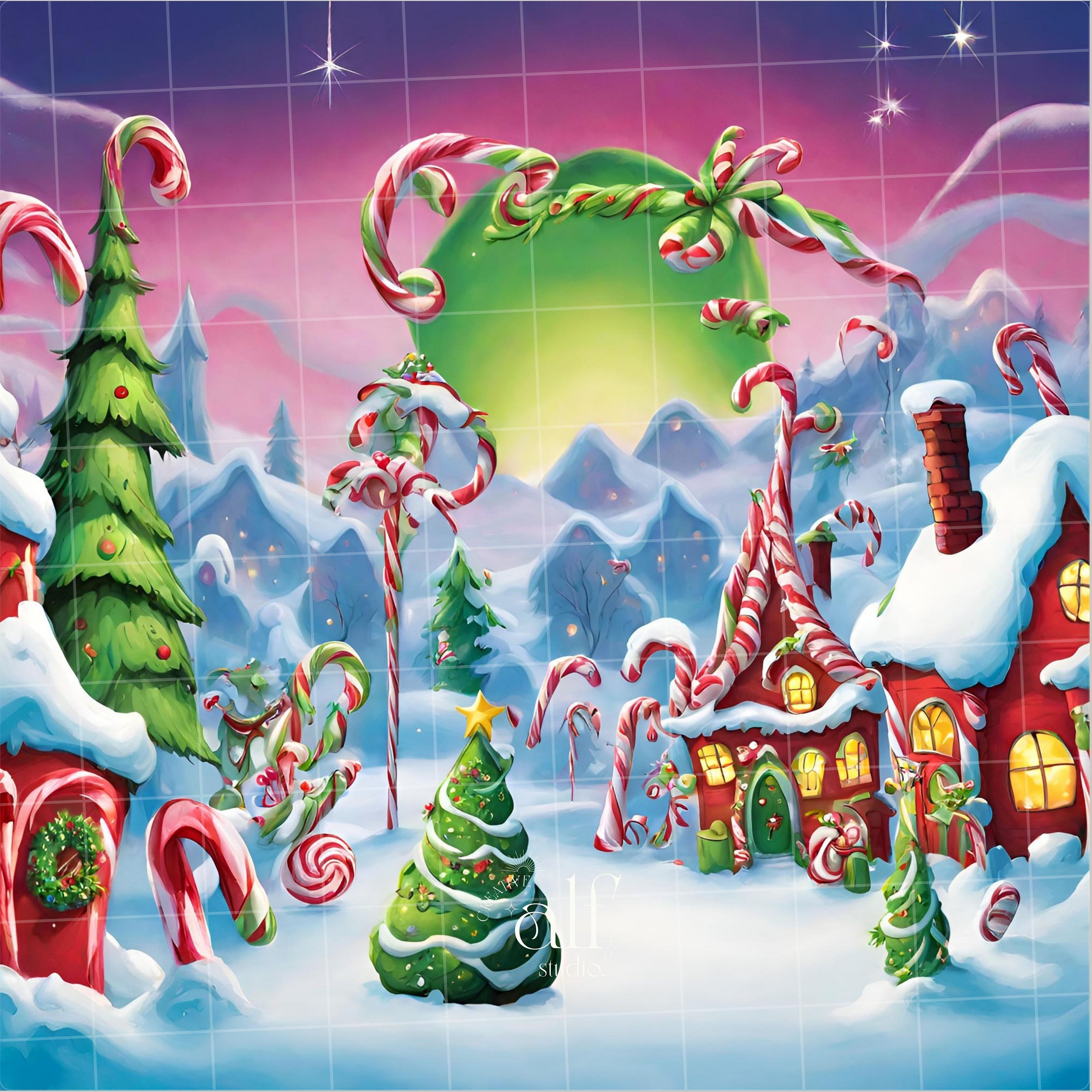 Wondervillage Grinch Whoville Backdrop Whoville Composite Candy Cane ...