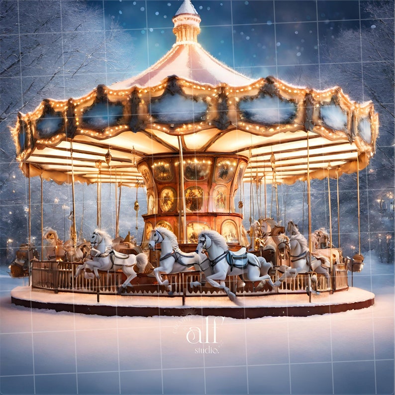 Whimsical Carousel Park Backdrop Kids Overlay Funny Themes Backgrounds ...