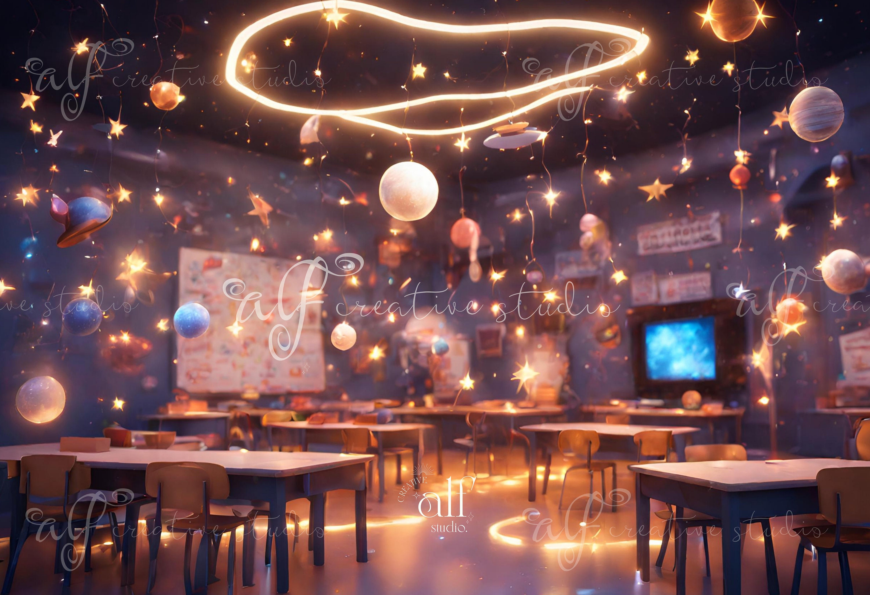 Back to School Digital Backdrop Space Themed Digital Composite ...