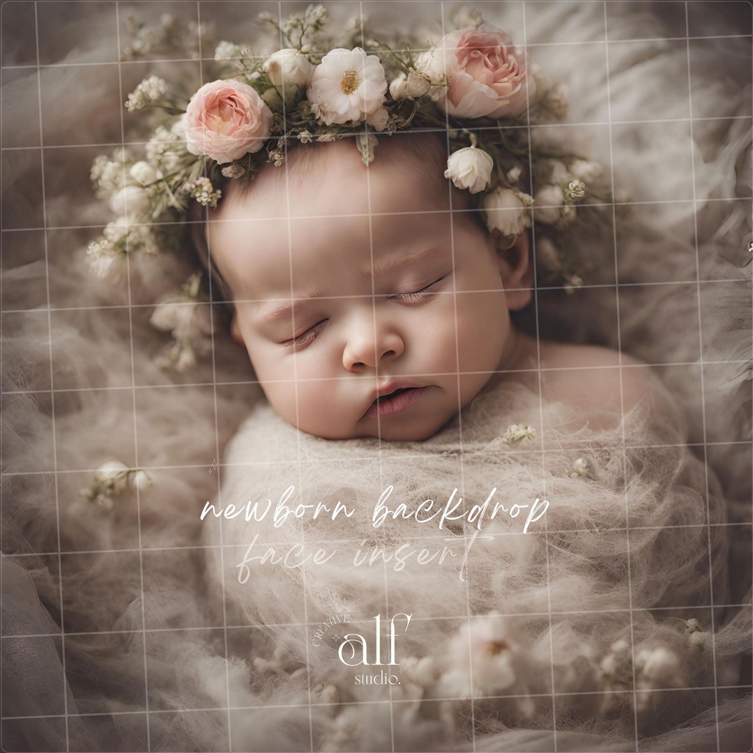 Botanical Newborn Bliss Backdrop Personalized Face Insert Floral Baby ...