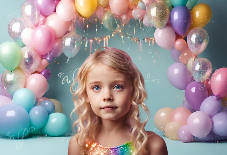 Birthday Backgrounds Balloon Arch Backdrops Birthday Overlays Cake ...