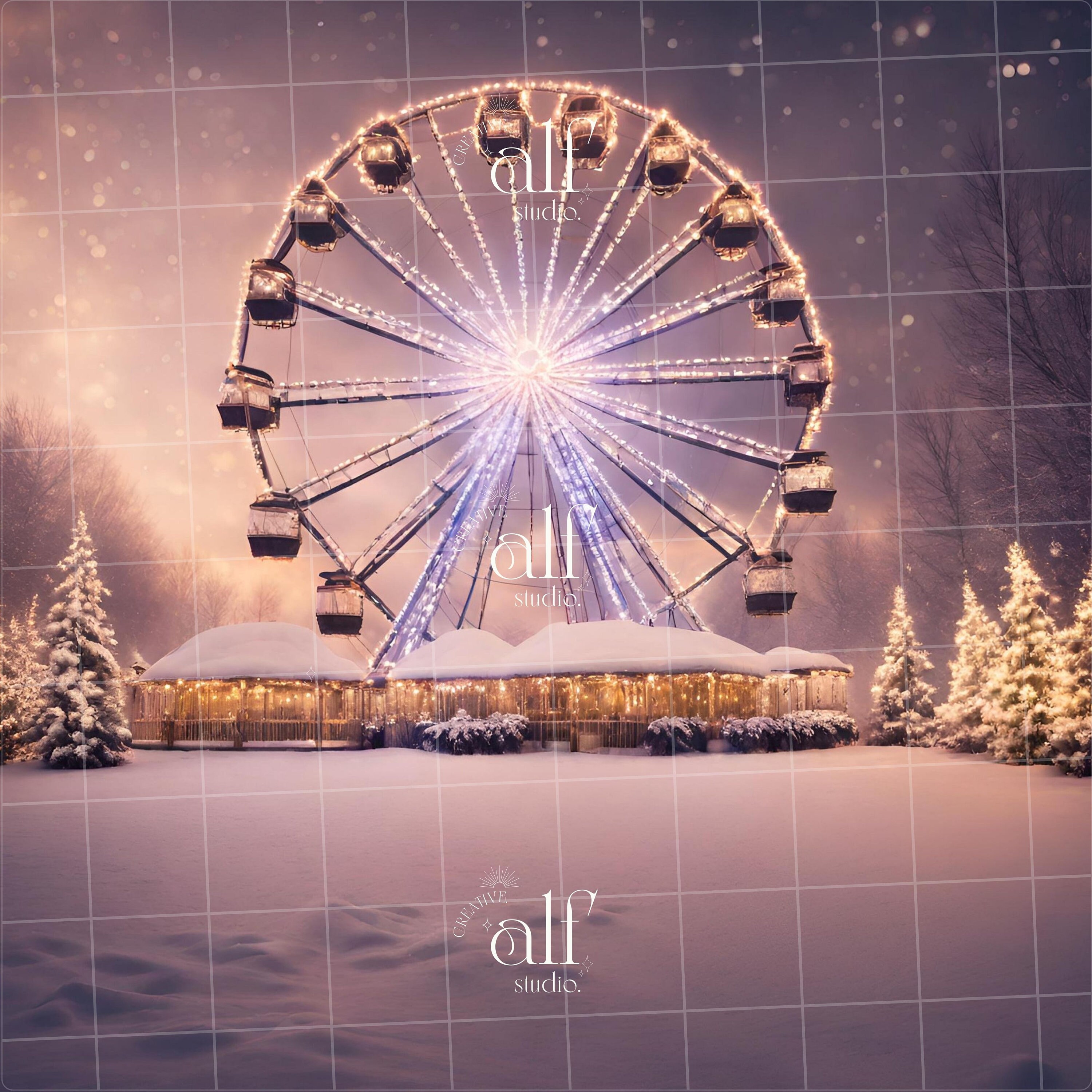 Magical Fantasy Backdrop Ferris Wheel Backgrounds Theme Park Ferris ...