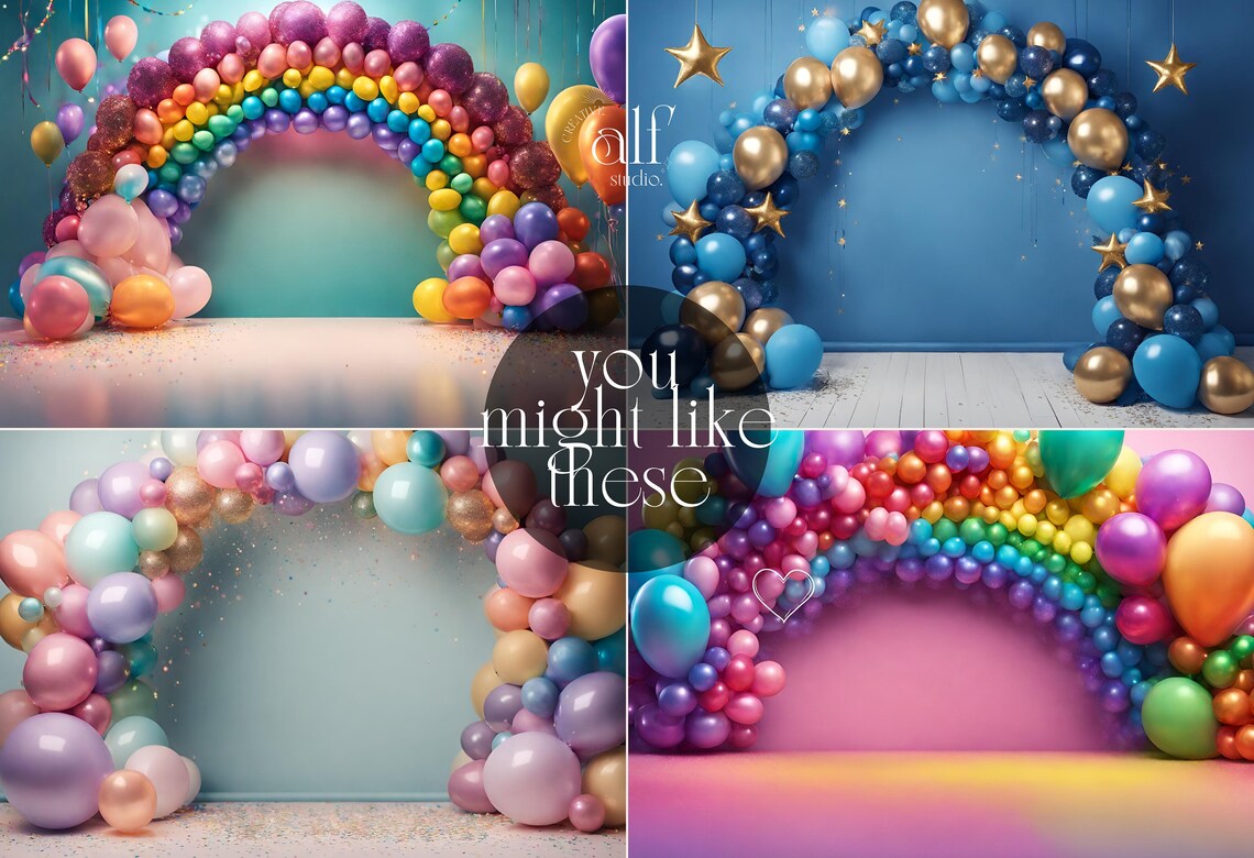 Bronze Balloon Arch Backdrop: Birthday Cake Smash Overlay (digital ...