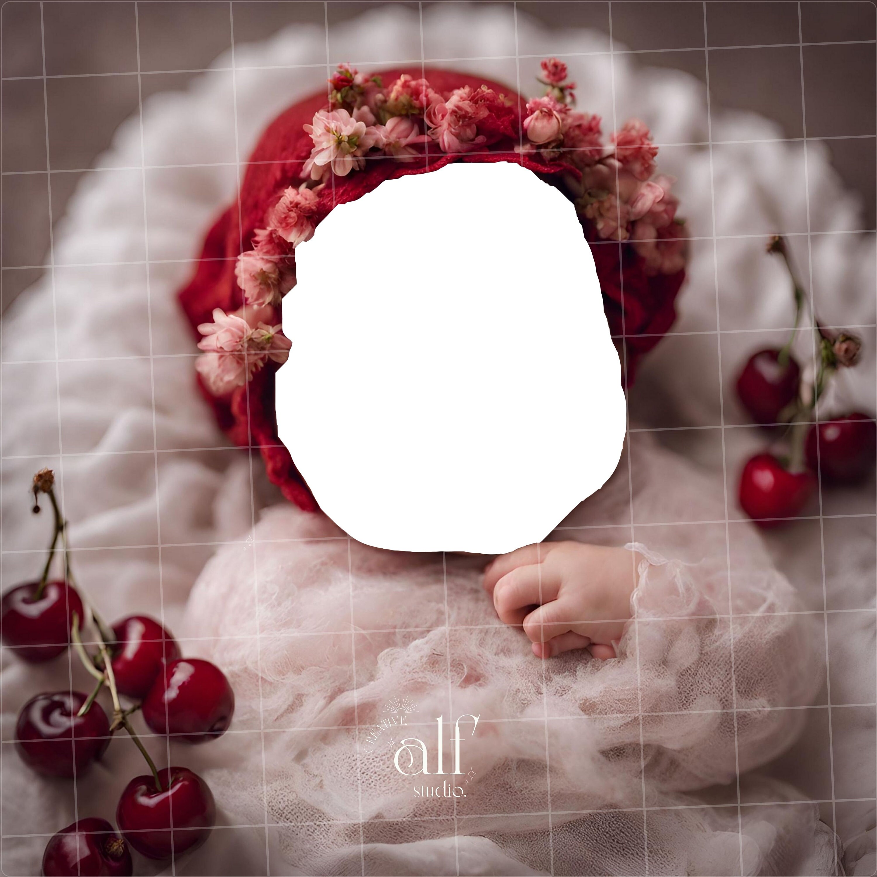 Cherry Newborn Backdrop Red Baby Studio Overlay Newborn Baby Girl ...