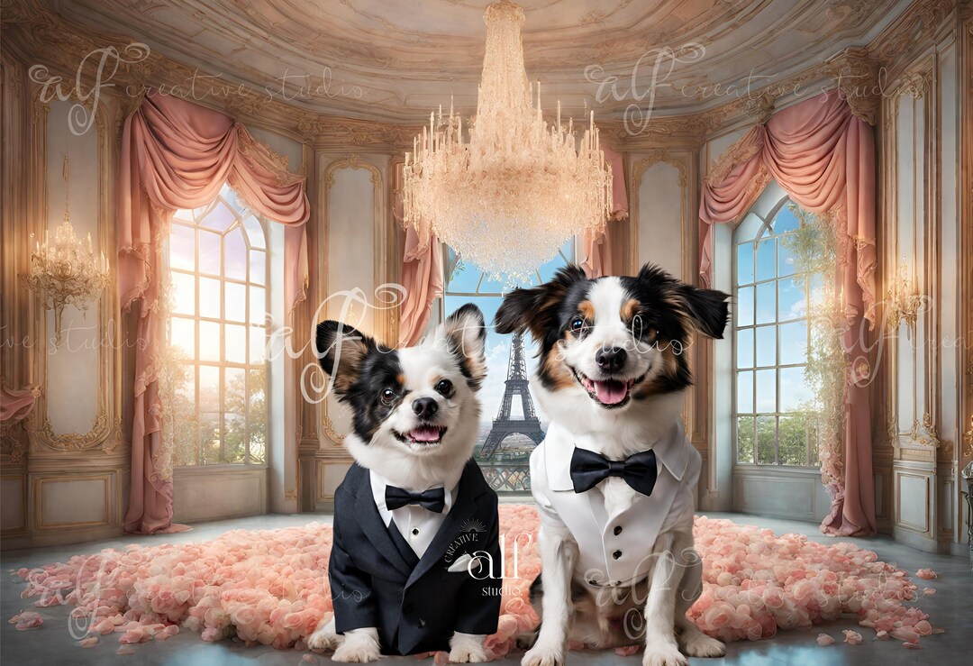 Paris Wedding Dog Digital Background Wedding Pets Digital Backdrops ...