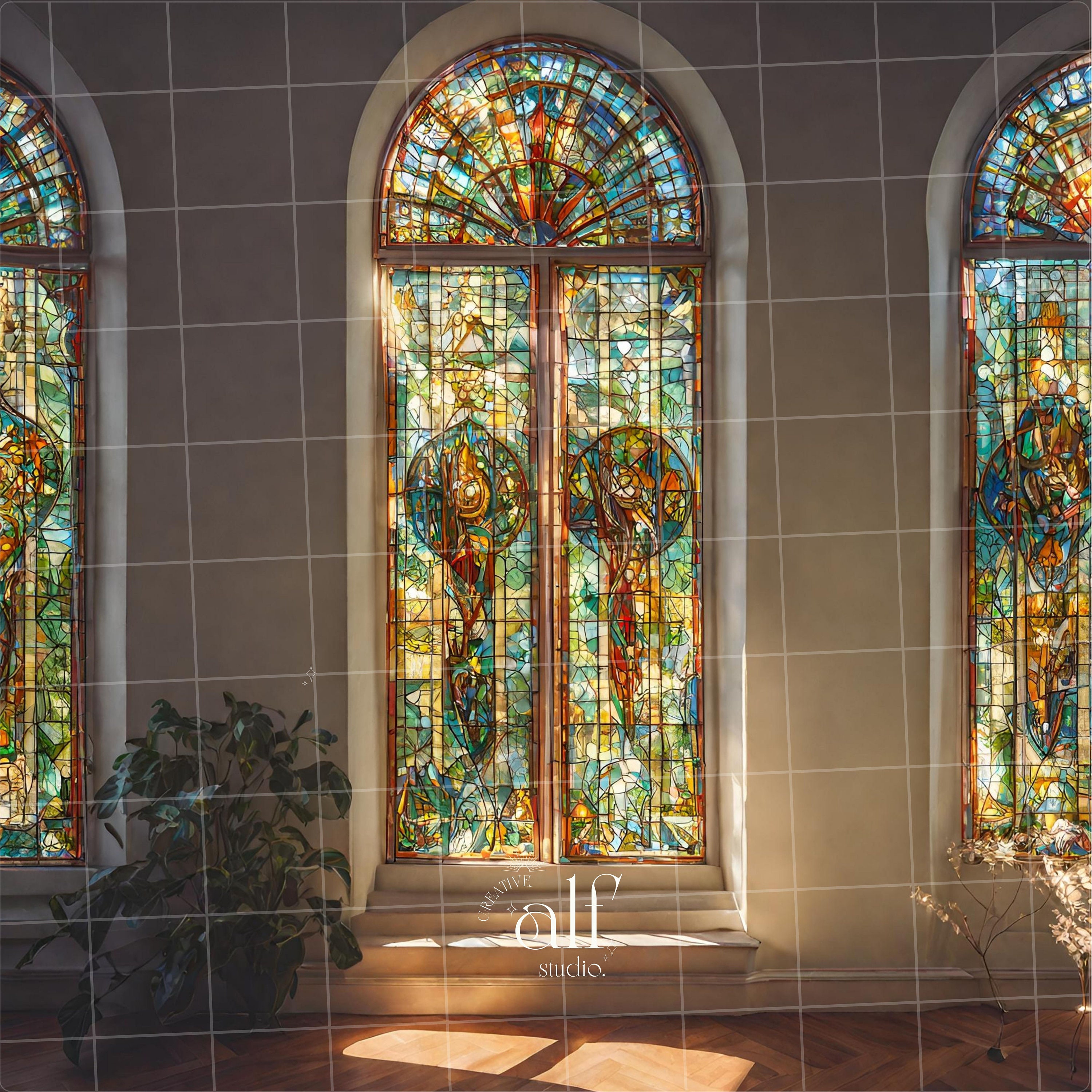 Sacred Art Backdrop Windows Background Mosaic Room Studio Overlay ...