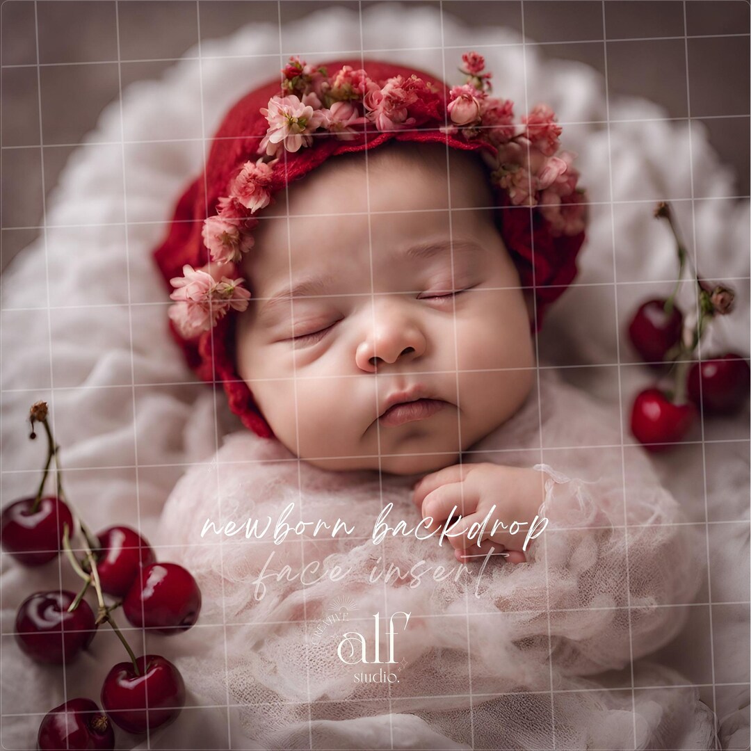 Cherry Newborn Backdrop Red Baby Studio Overlay Newborn Baby Girl ...