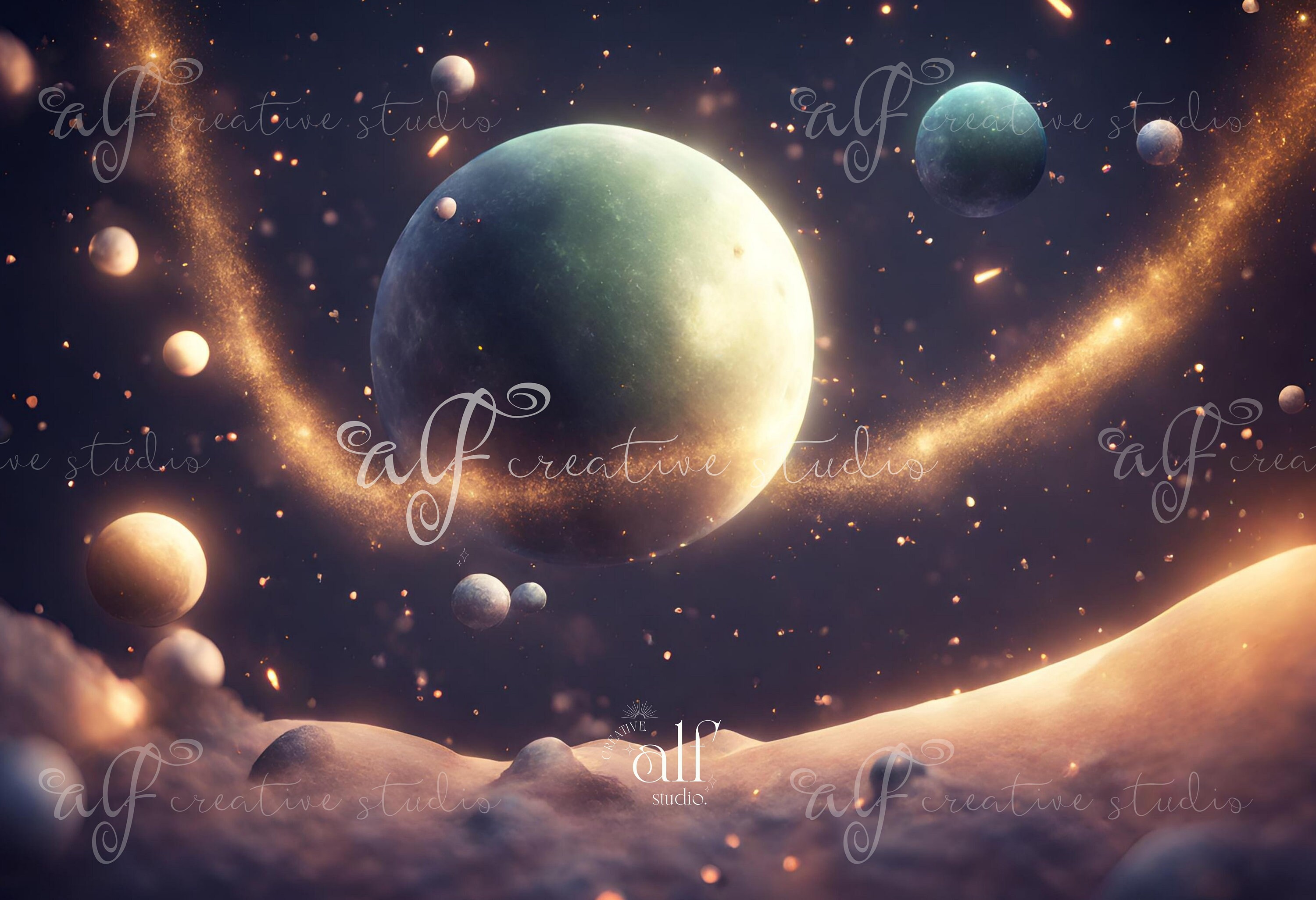 Moon Phase Composite Background Space Themed Rocket Launch Studio Props ...