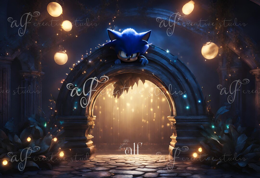 Sonic Arch Digital Background: Whimsical Garden, Holiday Cards (digital ...