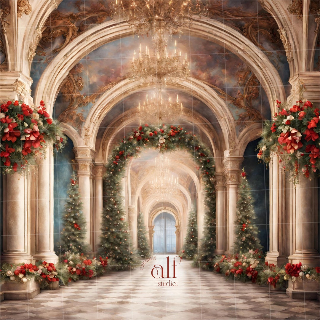 Christmas Palace Backdrop Cranberry Dreamscape Backdrop Elegance Joy ...
