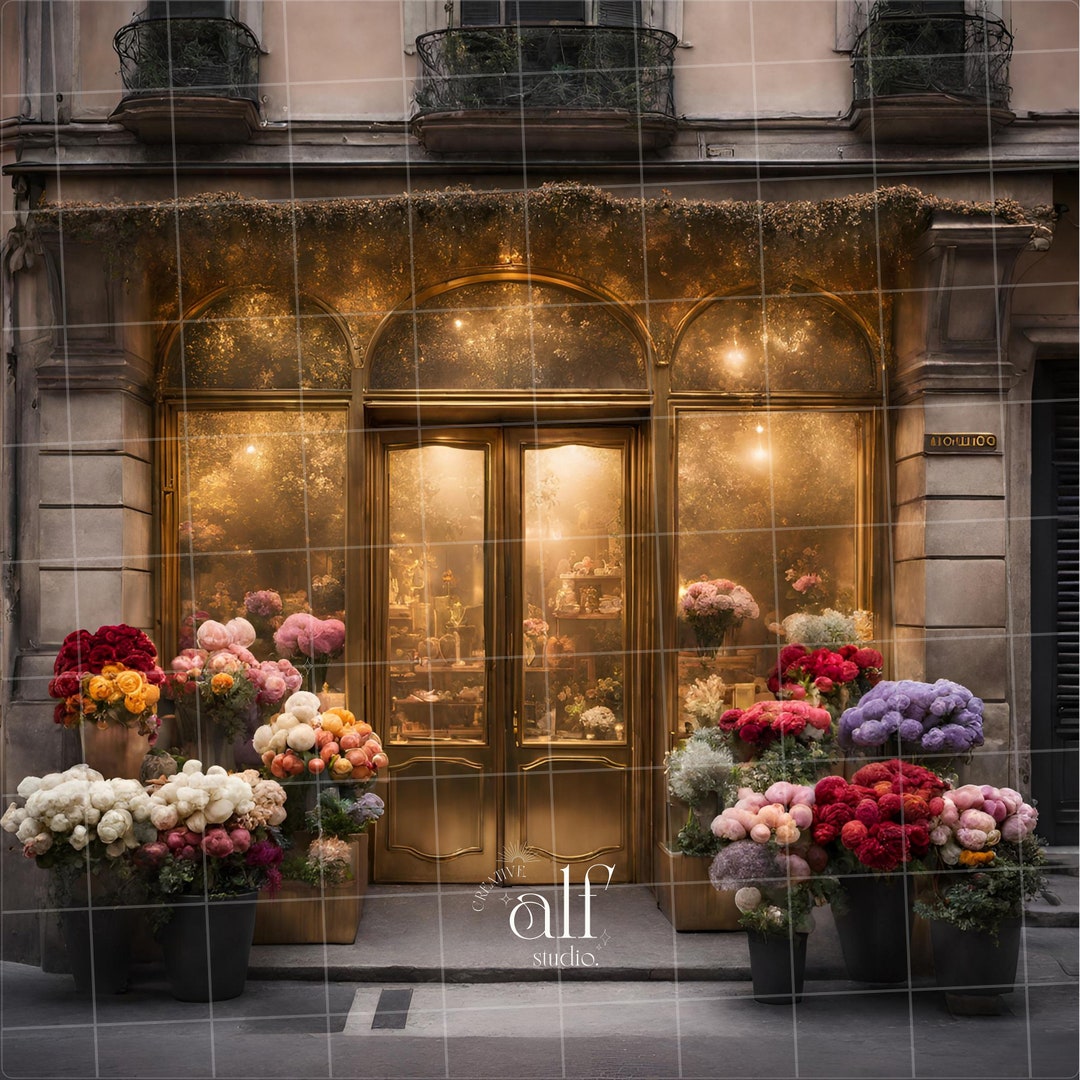 Aesthetic Floral Storefront Photography Colorful Flower Store Backdrops ...
