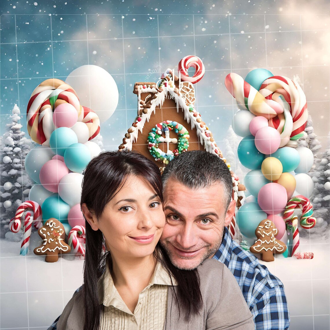 Xmas Ginger Village Backdrops Candy Cane Decorations Winter Wonderland ...