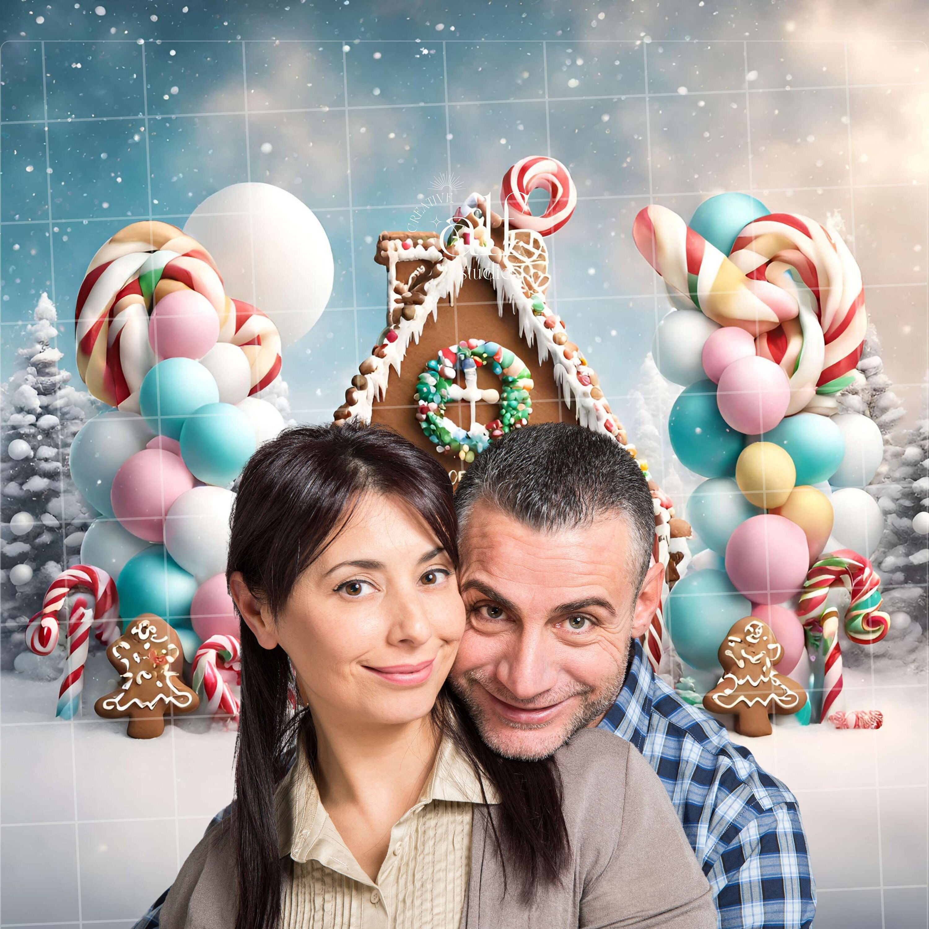 Xmas Ginger Village Backdrops Candy Cane Decorations Winter Wonderland ...