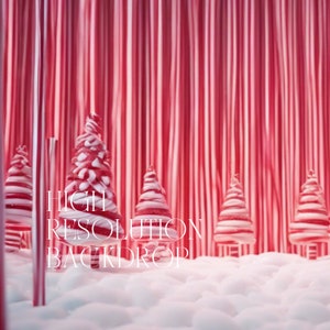 Candy Cane Tree Backdrop Watercolor Vintage Christmas Digital ...