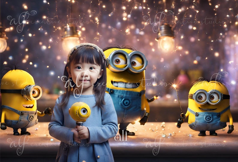 Despicable Me Movie Backdrops Wonderland Village Photo Props Digital ...