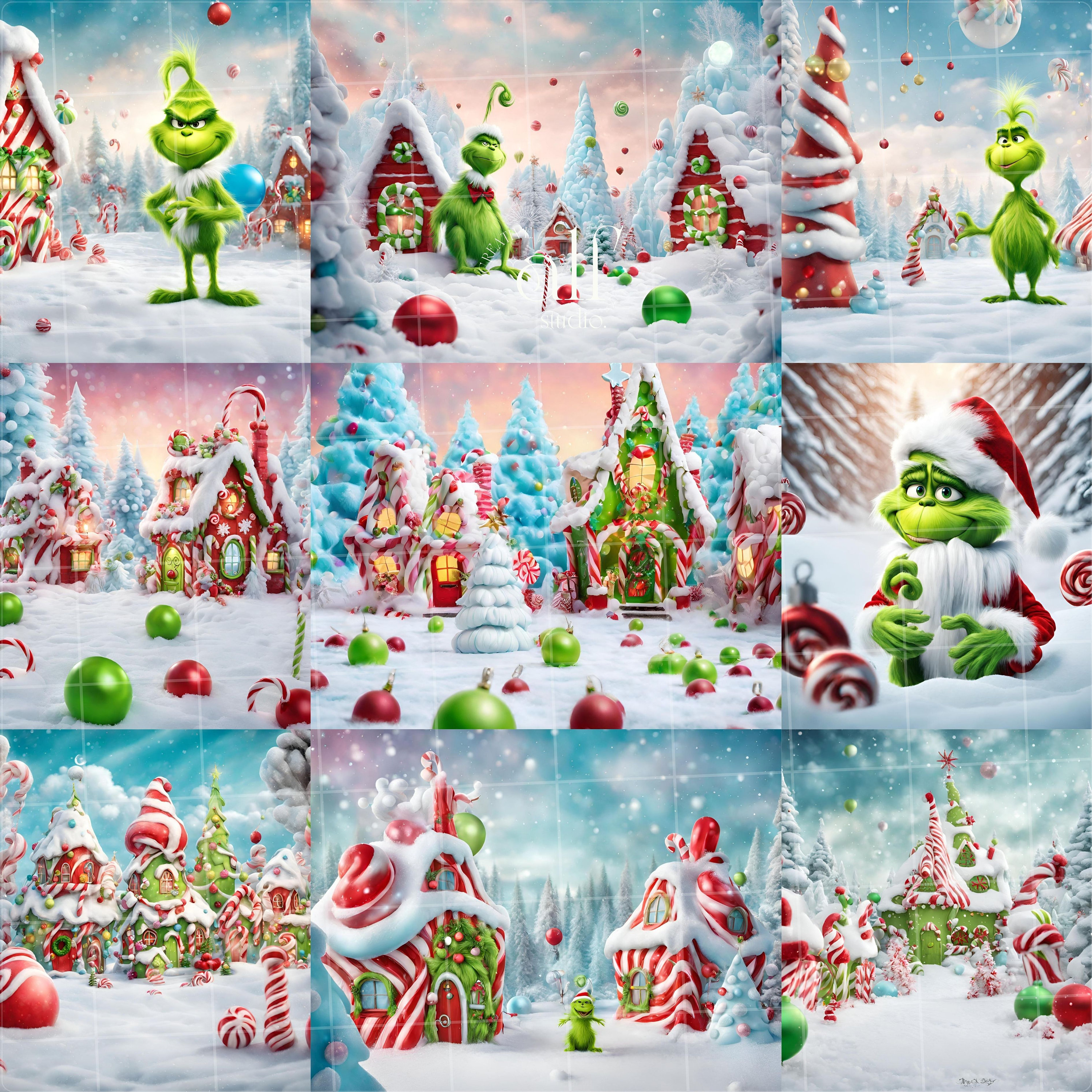 50 Grinch Christmas Backdrops: Whoville Holiday Photography (digital ...