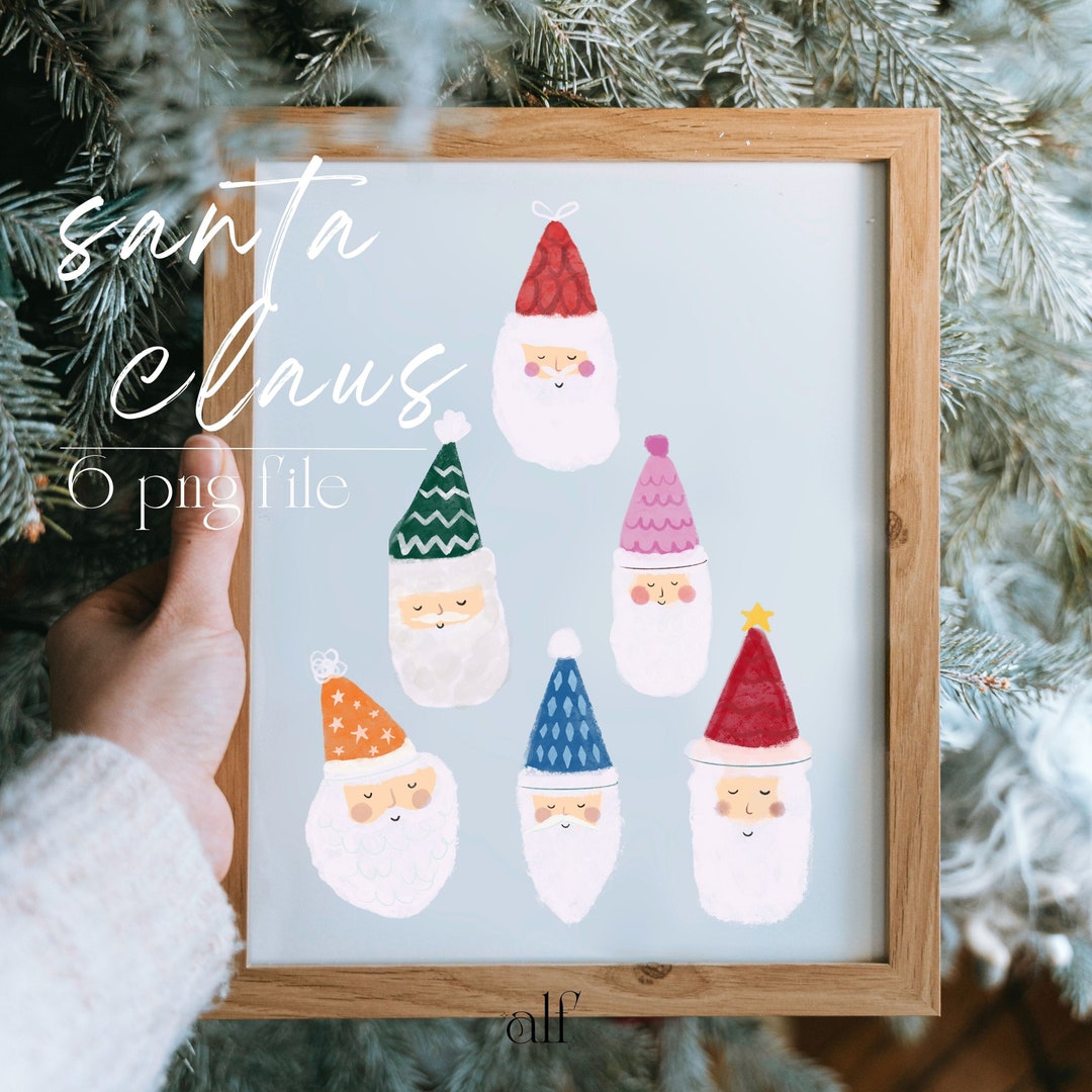 Santa Claus Clipart Pack Cute Santa Watercolor Christmas - Etsy
