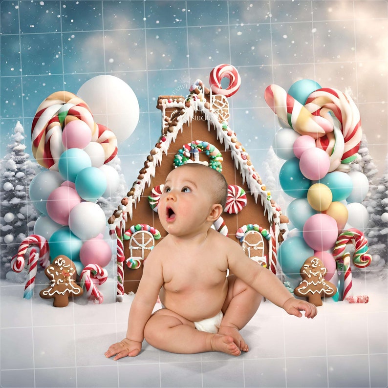 Xmas Ginger Village Backdrops Candy Cane Decorations Winter Wonderland ...