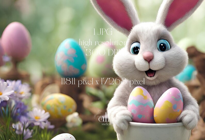 Happy Easter Digital Wallpaper Easter Bunny Themed Photo Session Egg ...