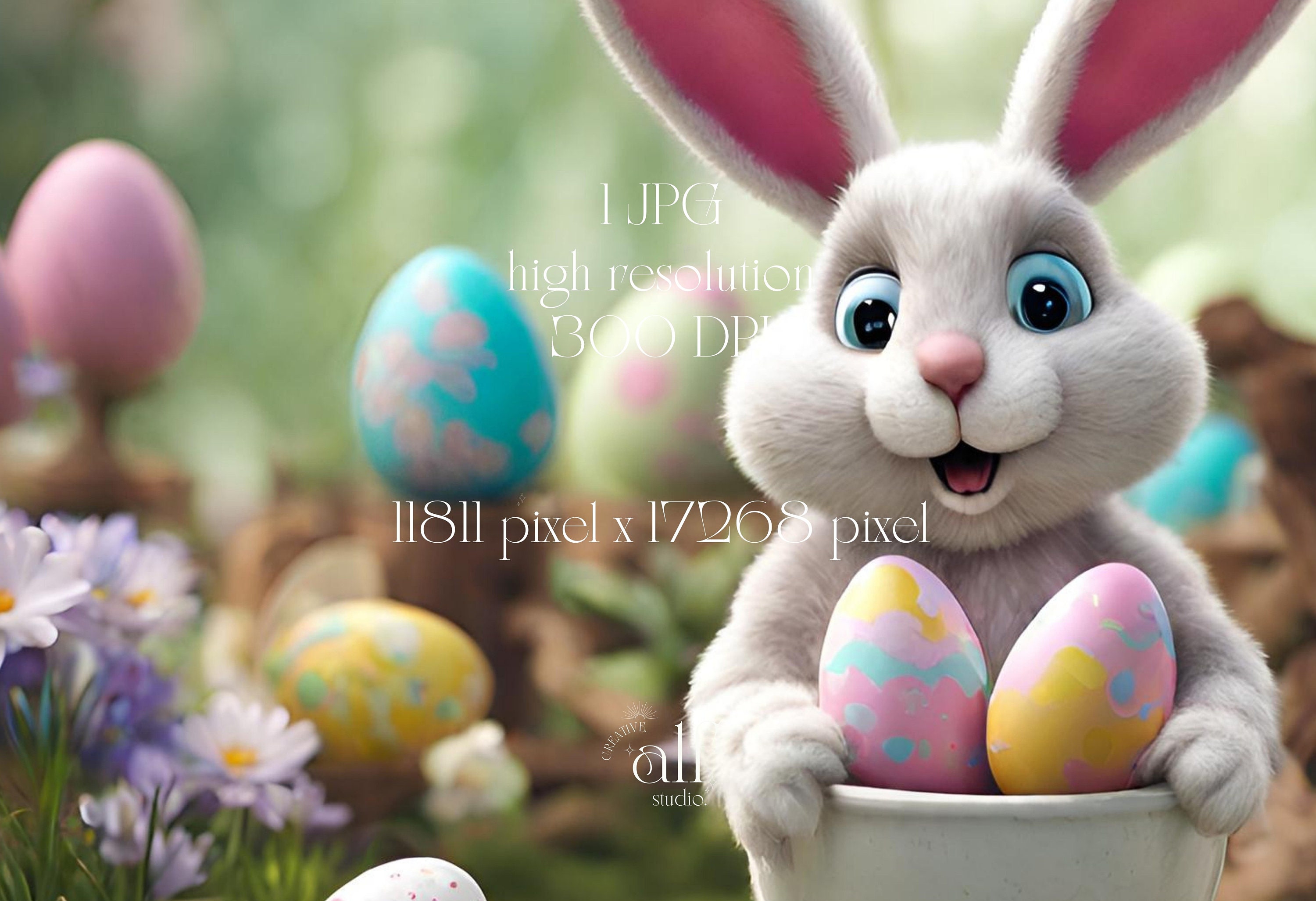 Happy Easter Digital Wallpaper Easter Bunny Themed Photo Session Egg ...