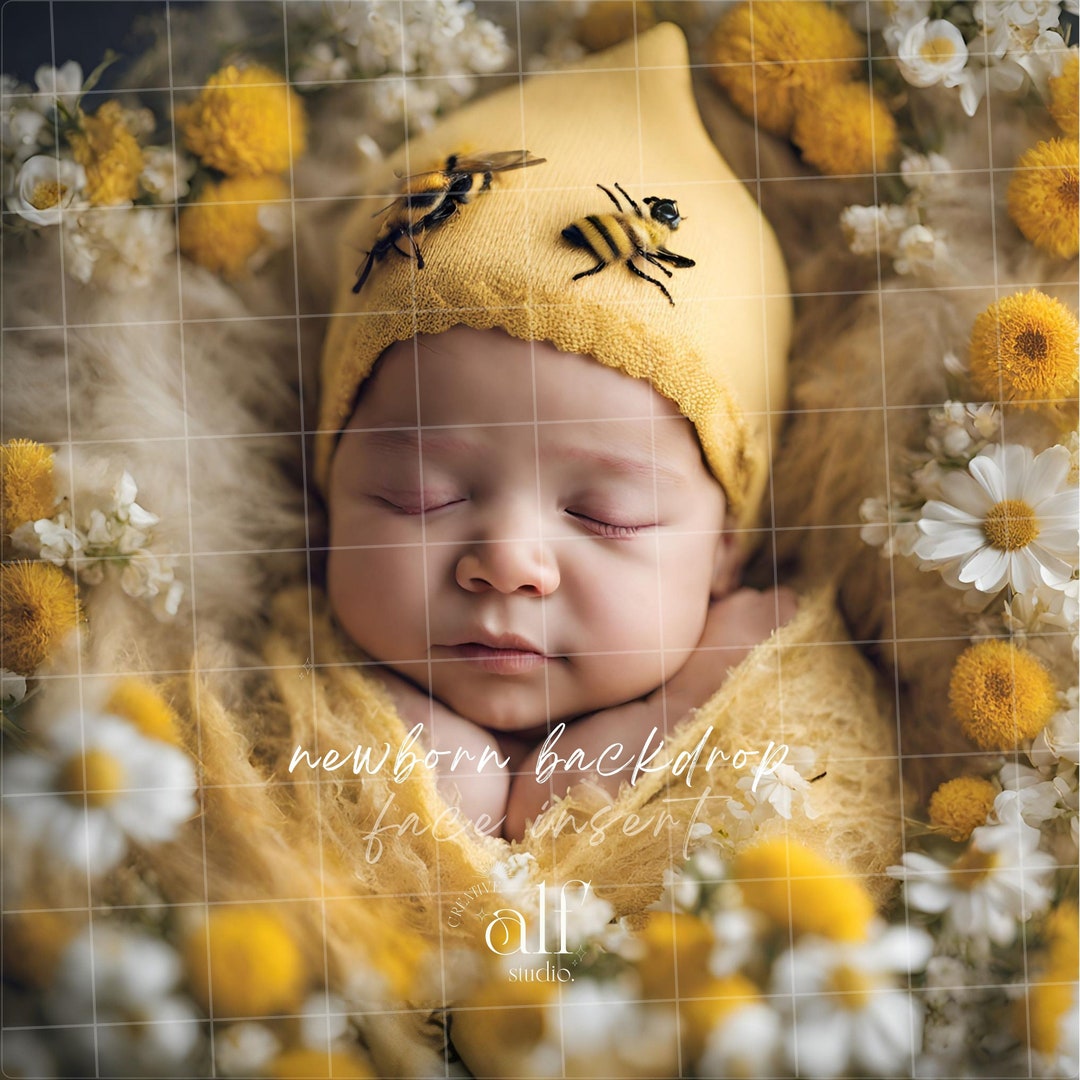 Newborn Bee Backdrop Yellow Baby Add Face Insert Background Bee Baby ...