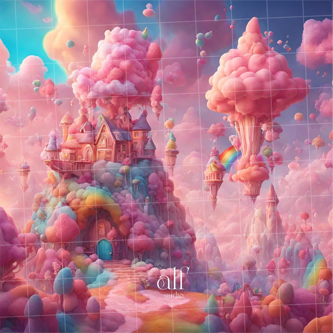 Fairy Dreamland Backdrop Whimsical Kids Photoshop Overlays Pink Dream ...