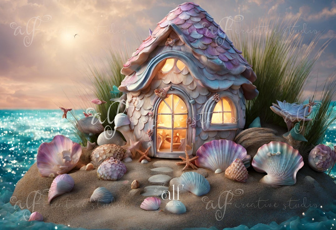 Mermaid Birthday Whimsical Sea Creatures Composite Element Sea Nymph ...