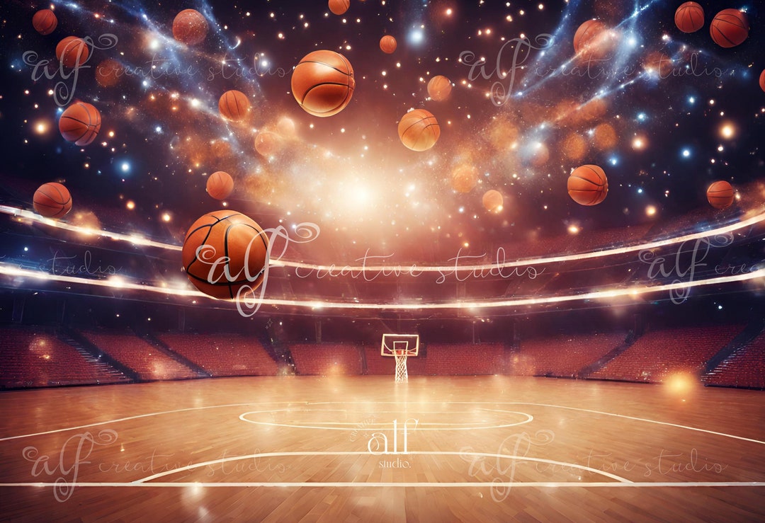 Basketball Court Digital Backdrop: Sports Arena Overlay (digital ...