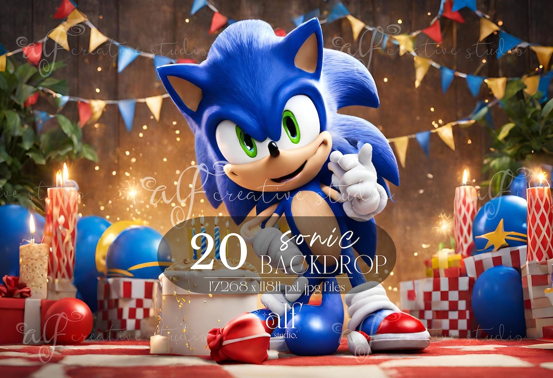 20 Sonic Birthday Digital Backgrounds Sonic the Hedgehog Backdrop ...