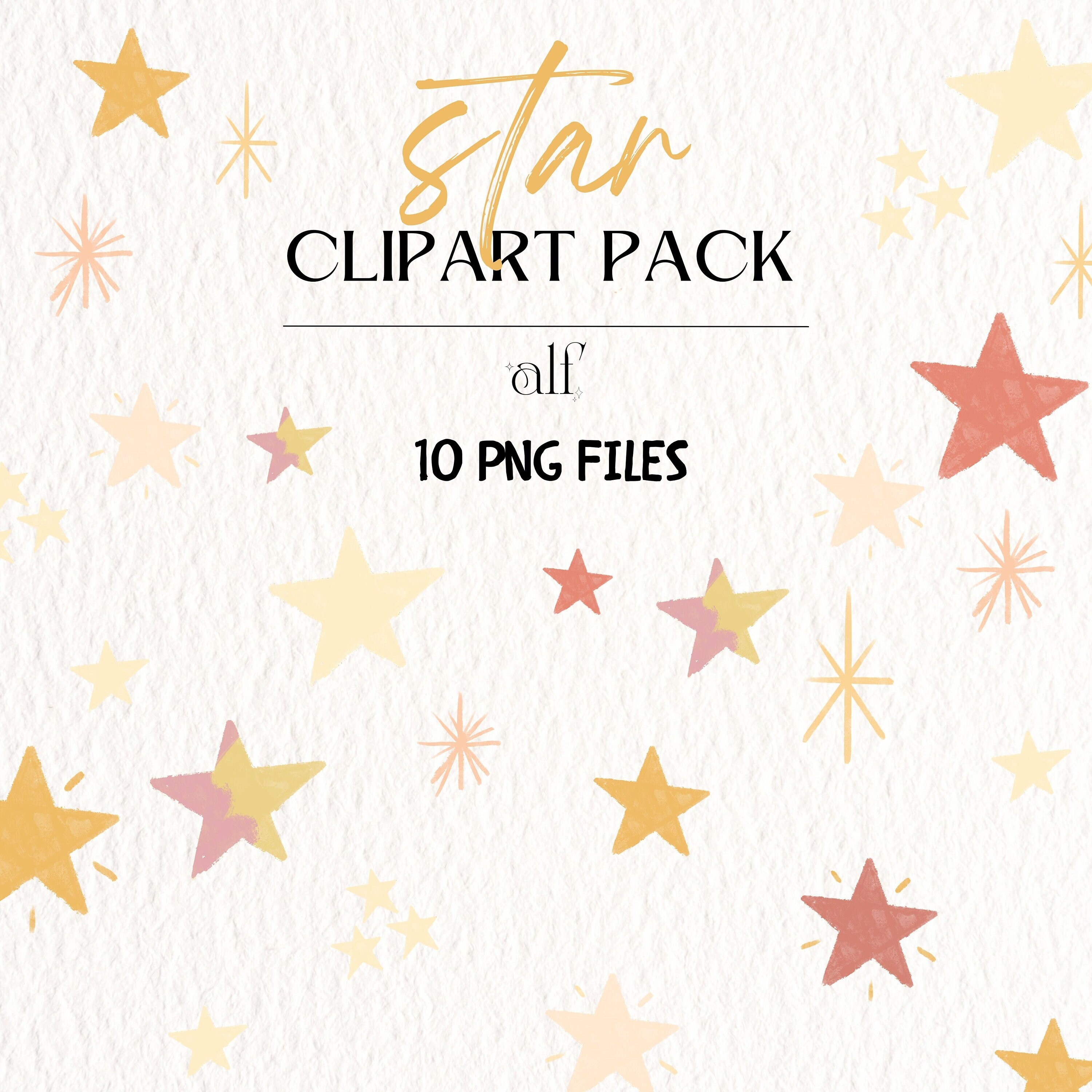 Shiny Star Clipart Pack Watercolor Stars Pack Star Watercolor - Etsy