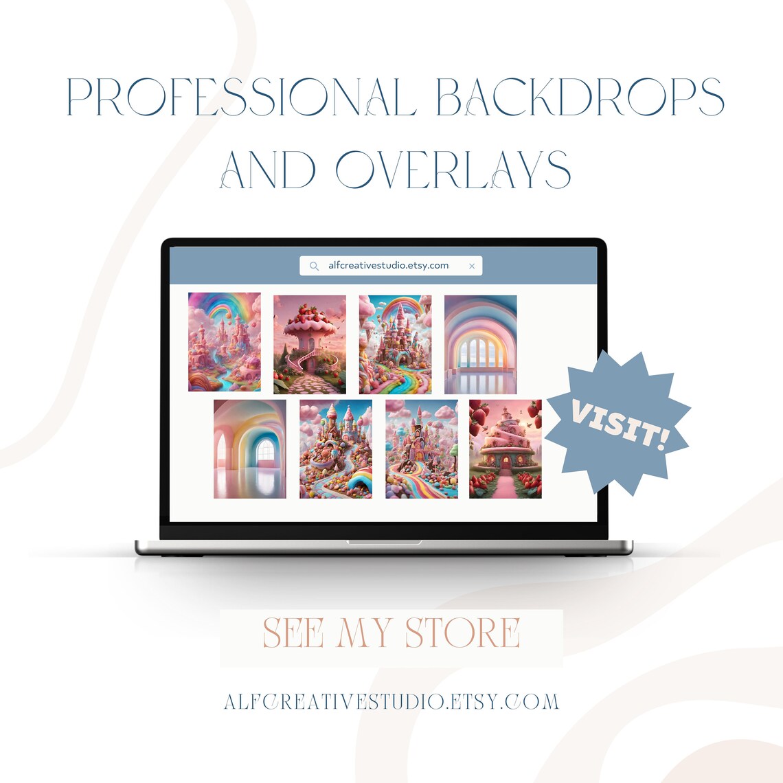 Pinky Candy Wonderland Backdrop Rainbow Fantasy Landscape Whimsical ...