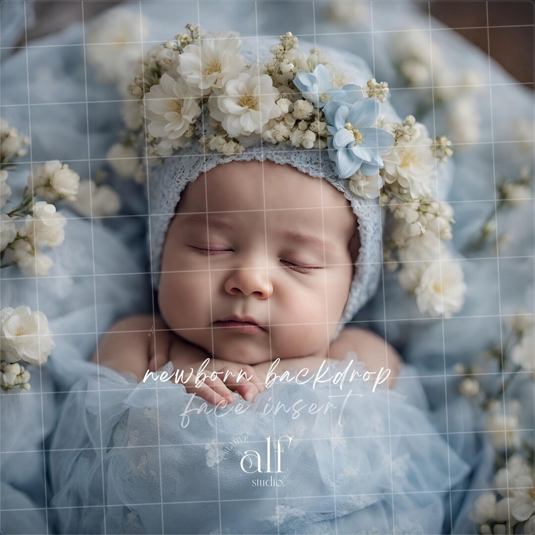Baby Blue Newborn Backdrop Add Face Insert Baby Photography Overlay Add ...