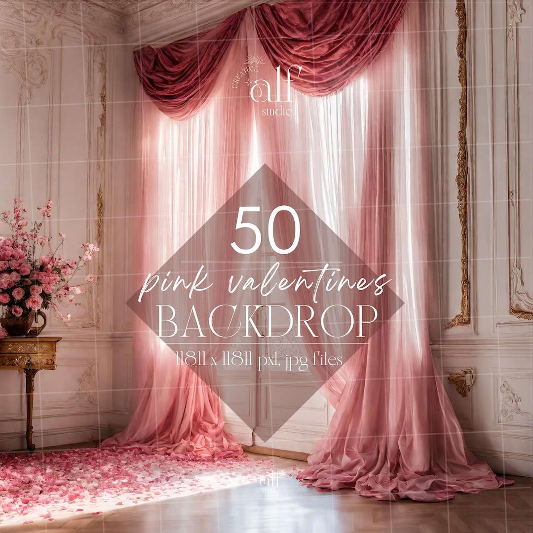50 Pink Valentines Backdrop Pink Roses Backgrounds Shooting Overlay ...