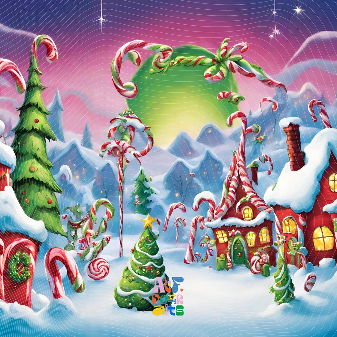 Wondervillage Grinch Whoville Backdrop Whoville Composite Candy Cane ...