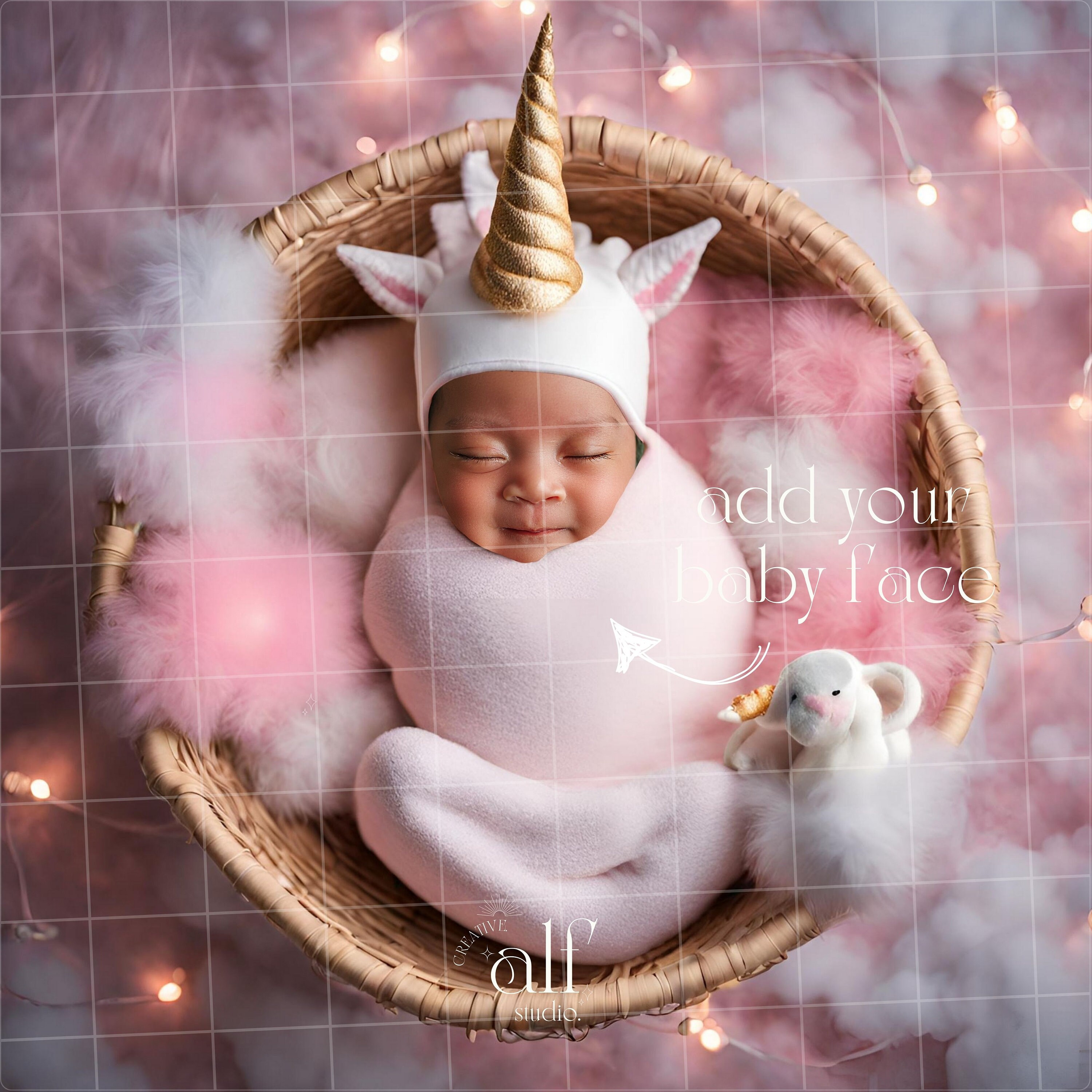 Uni Baby Newborn Backdrop for Girl Baby Add Face Insert Background Pink ...