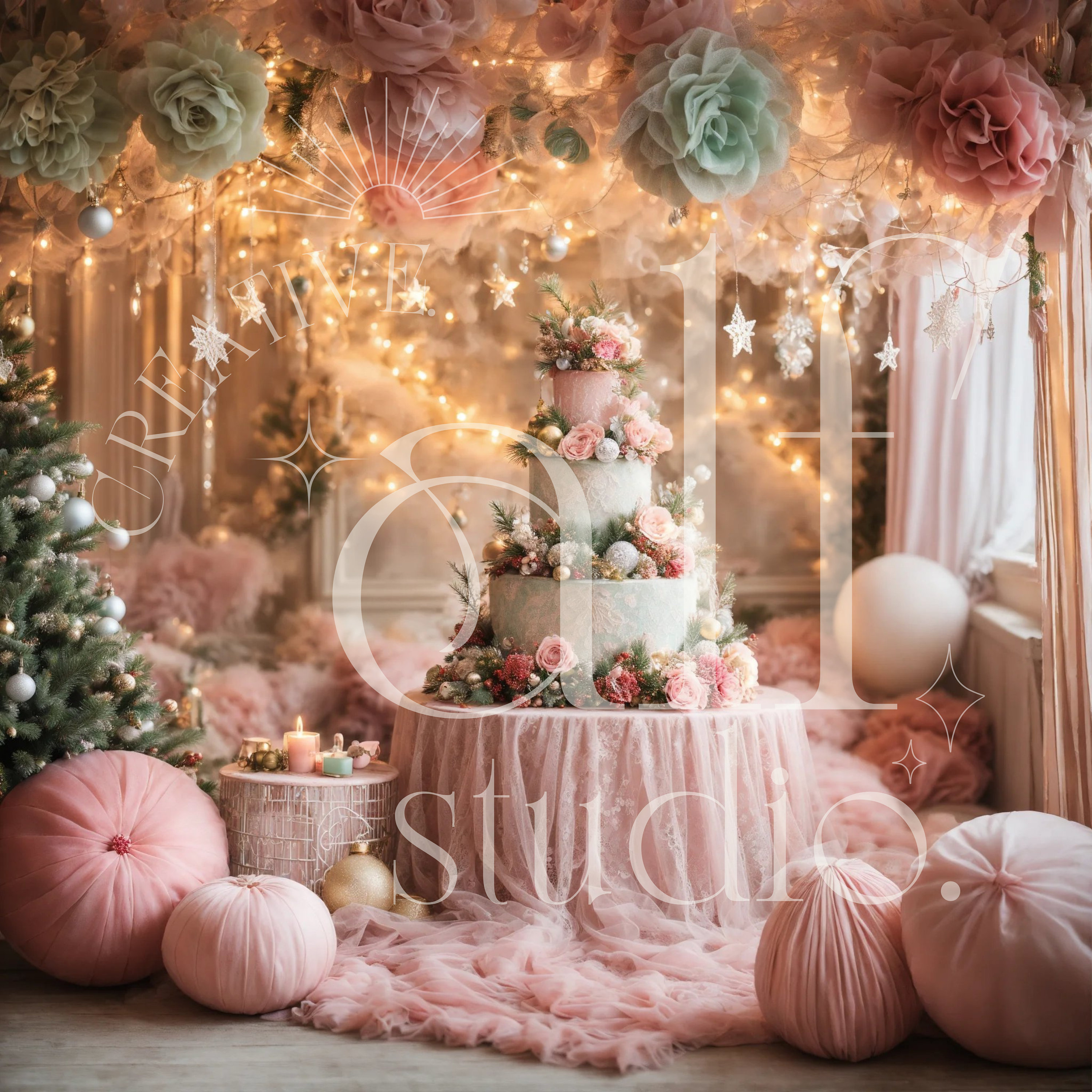 Pinky Christmas Birthday Backdrop Pink Tones Fairytale Kids Birthdays ...