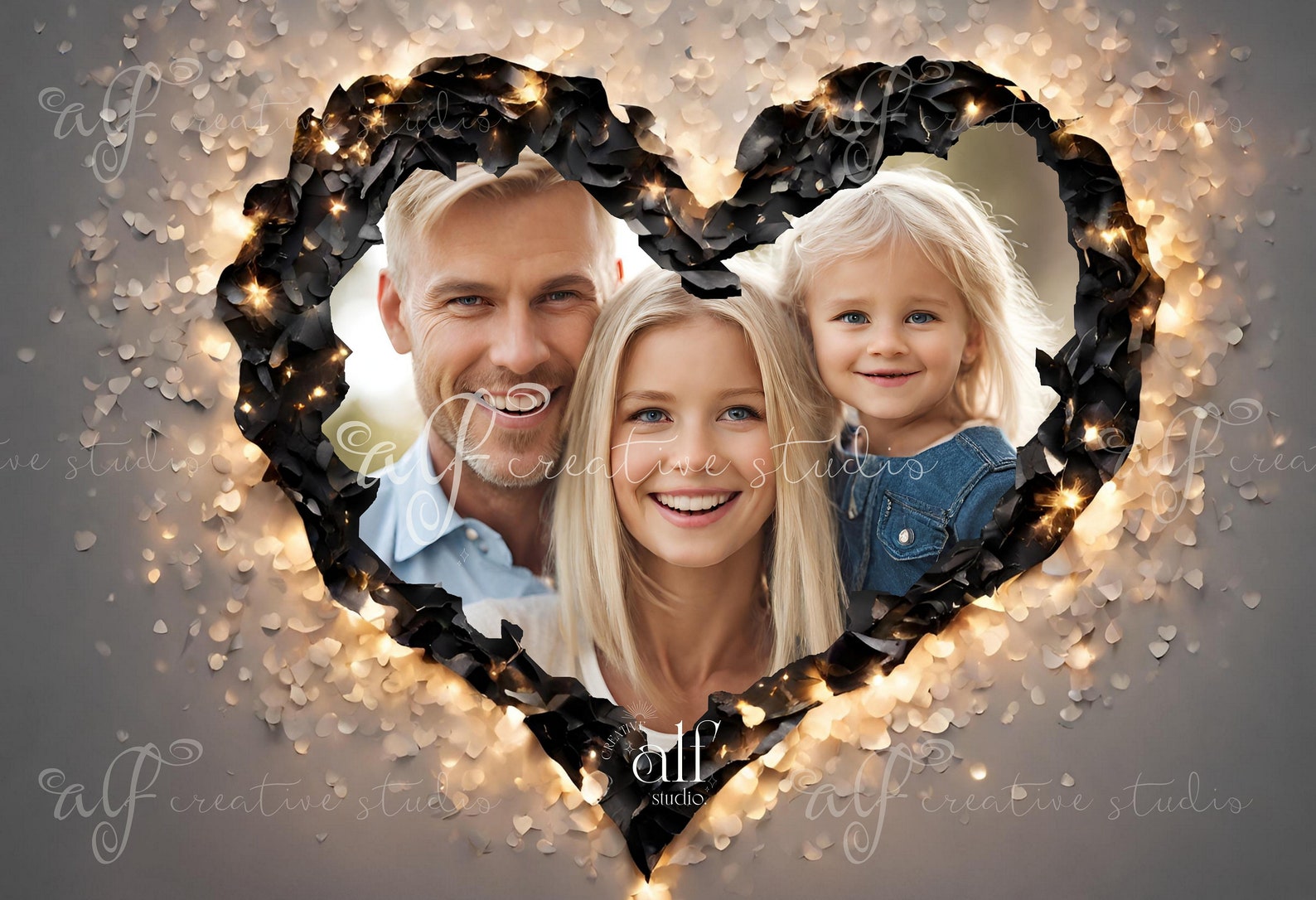 Ripped Paper Heart Photo Prop: Valentine's Day Family Insert (digital ...