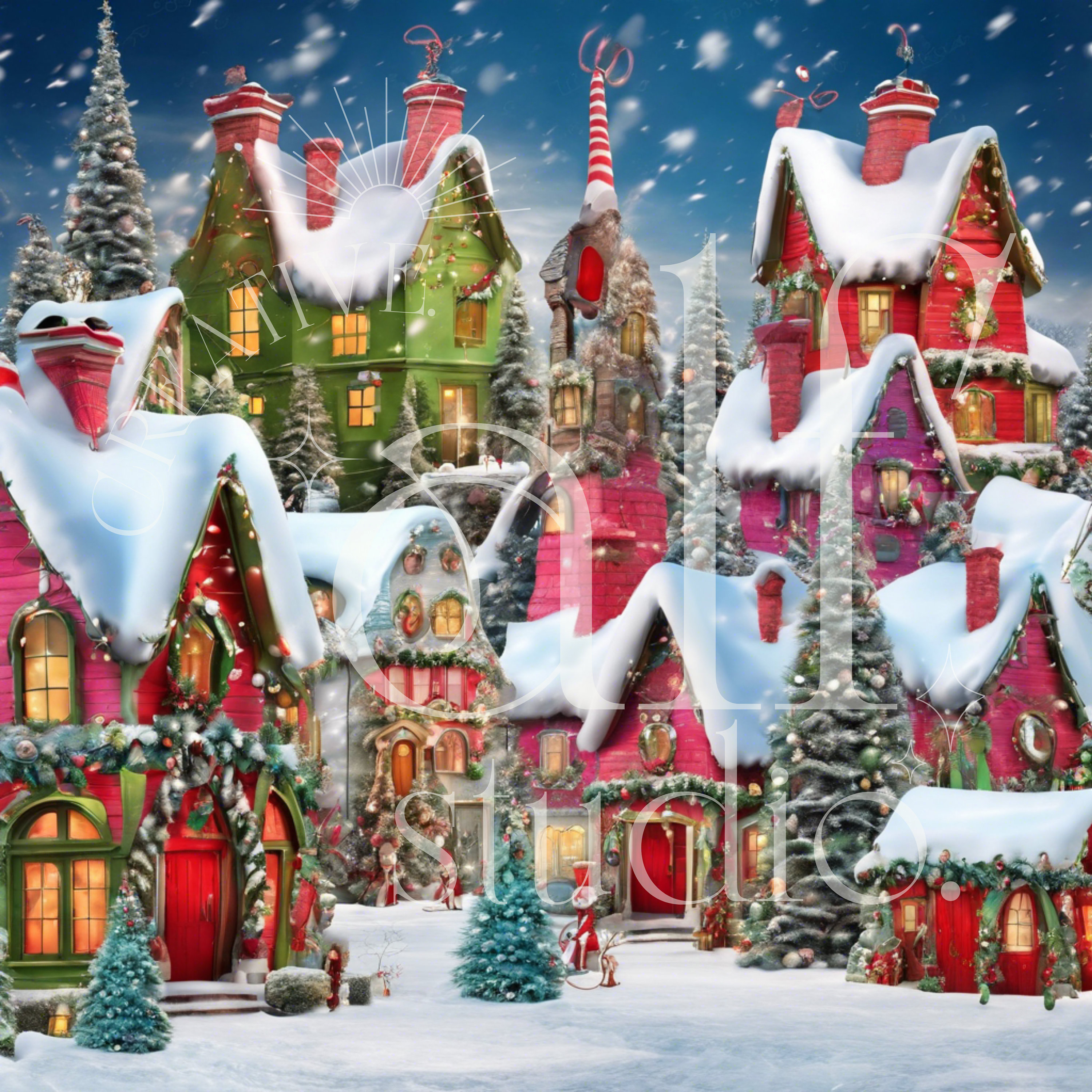Whoville Village Backdrop, Whoville Composite Christmas Backdrop ...