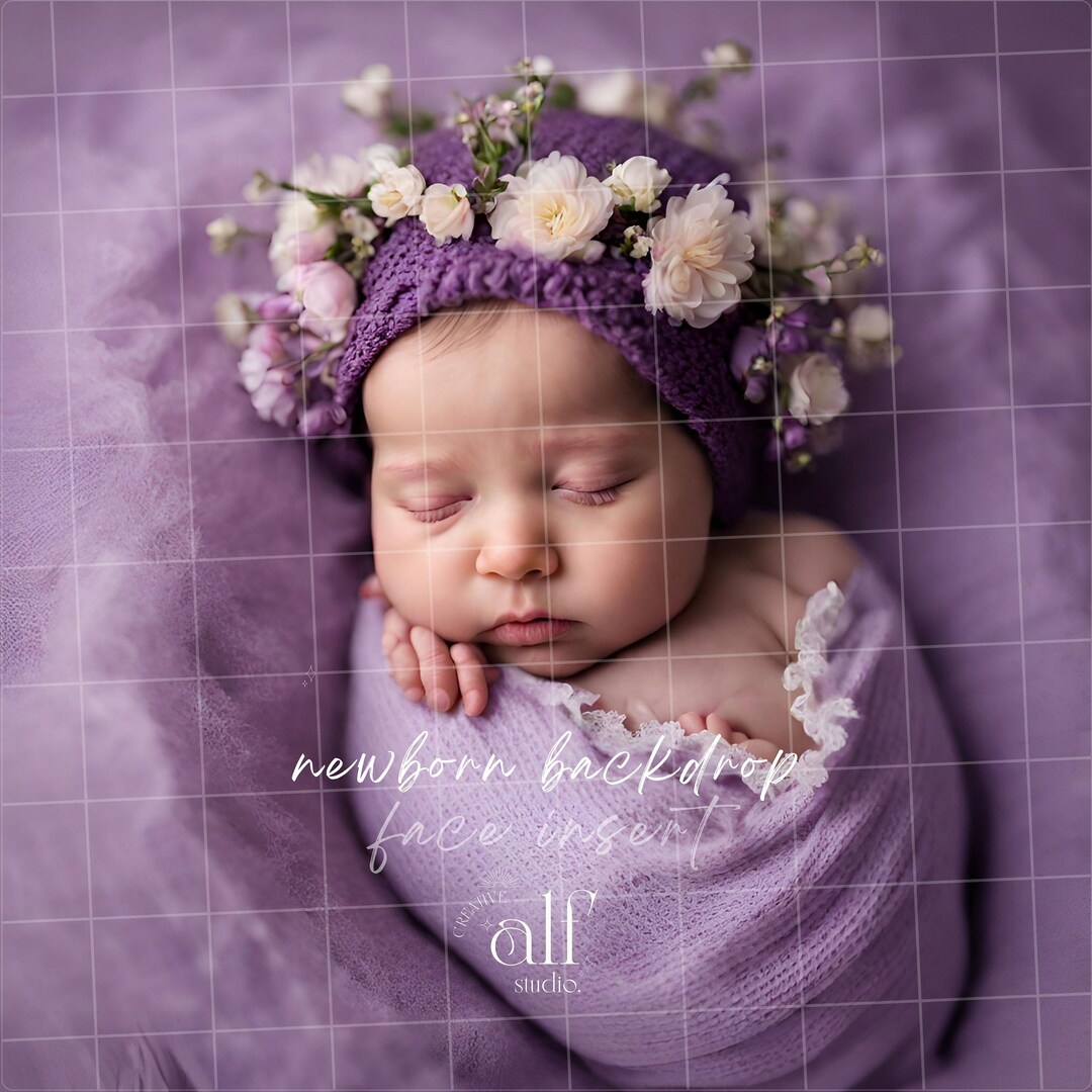 Purple Newborn Backdrop Lavender Elegance Royal Add Face Portrait Scene ...