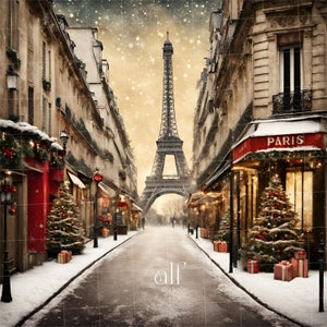 Christmas in Paris Backdrops Xmas Paris Backgrounds Photo Props Studio ...
