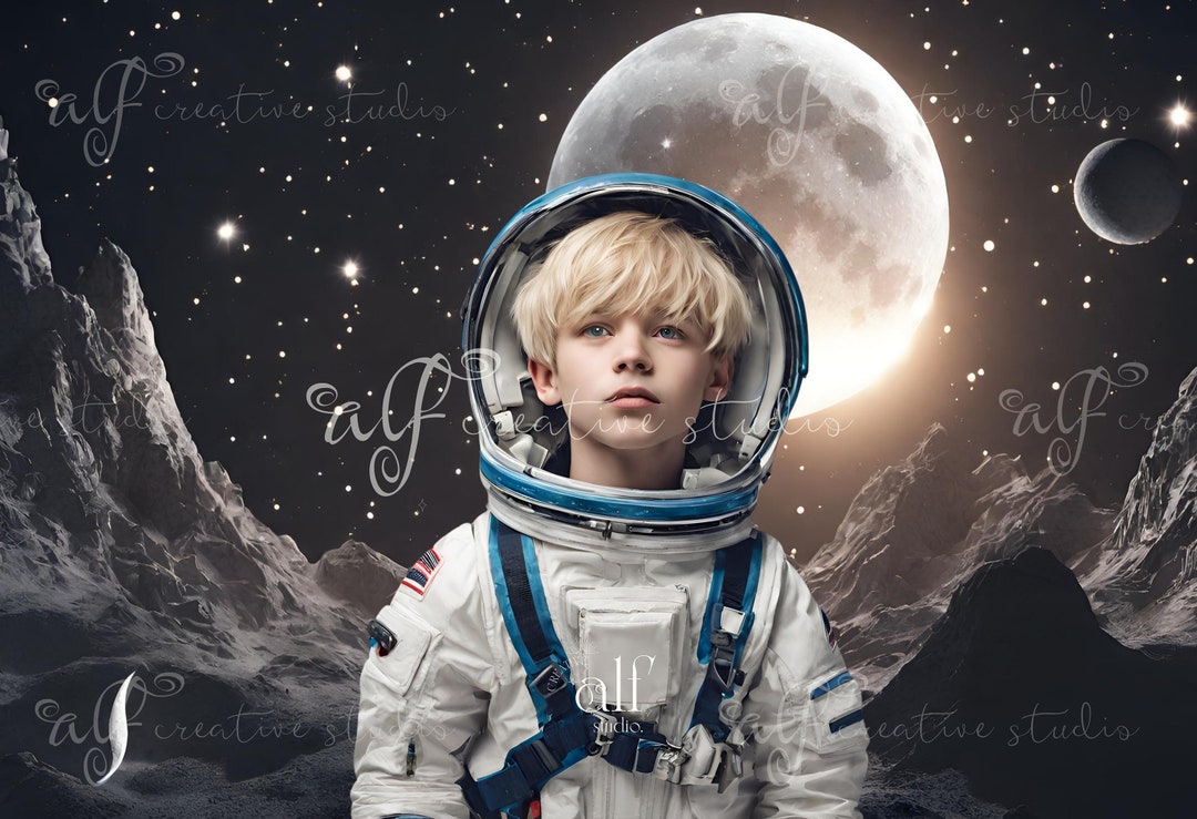 Space Adventure Digital Backdrop: Moon, Planets, Asteroids (digital ...