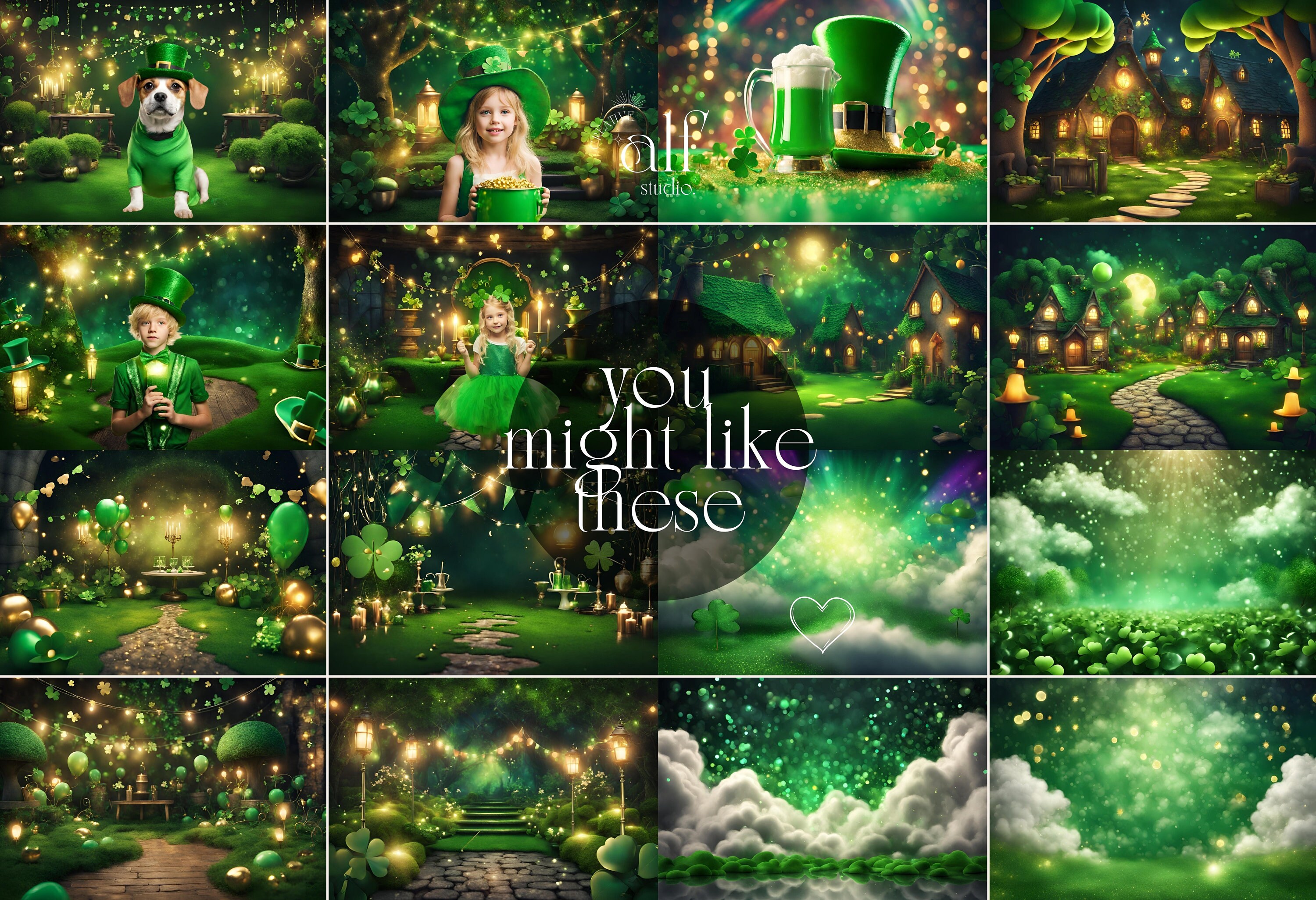 St. Patrick's Day Village Scene Decor Shamrock Backdrops St. Patrick's ...