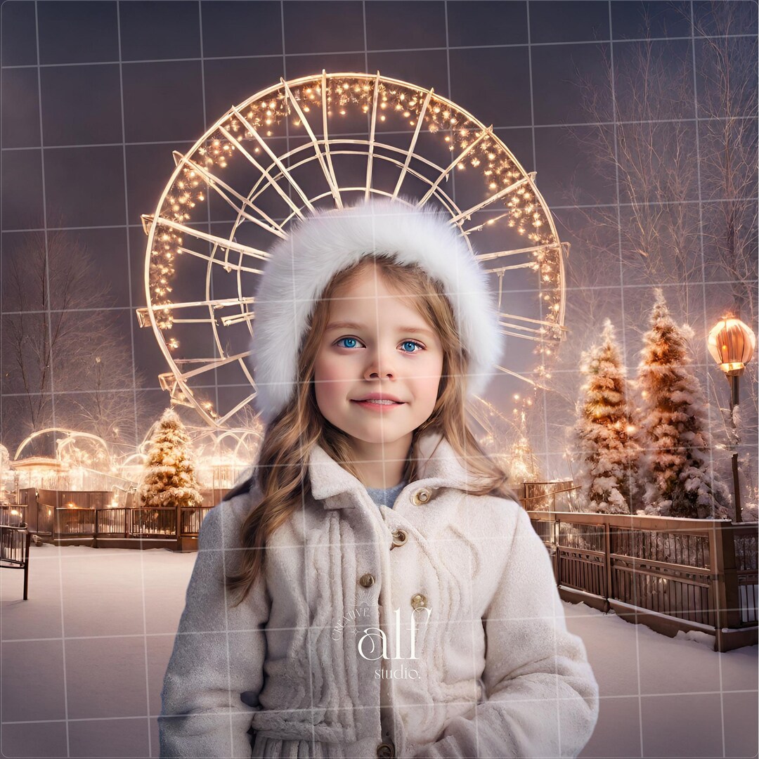 Ferris Wheel Scene Theme Park Backdrop Night Sky Background Amusement ...