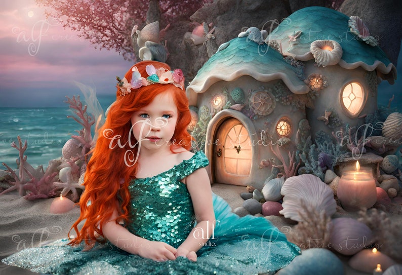 Mermaid Kingdom Digital Background Mystical Ocean Studio Mermaid ...