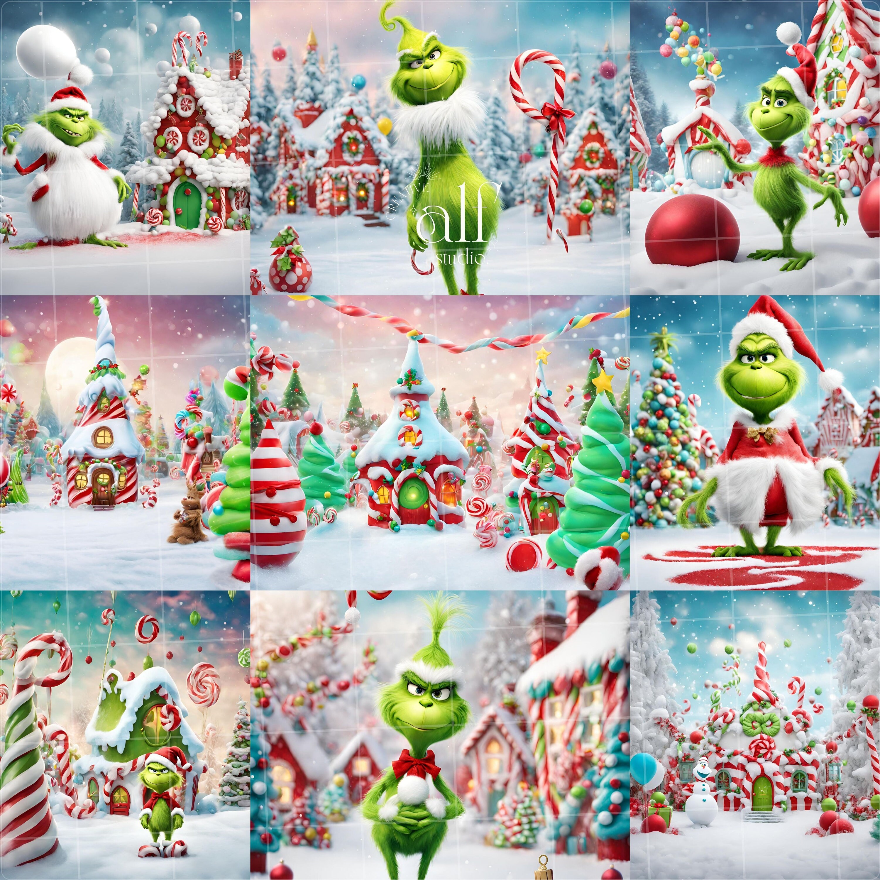 50 Grinch Christmas Backdrops: Whoville Holiday Photography (digital ...