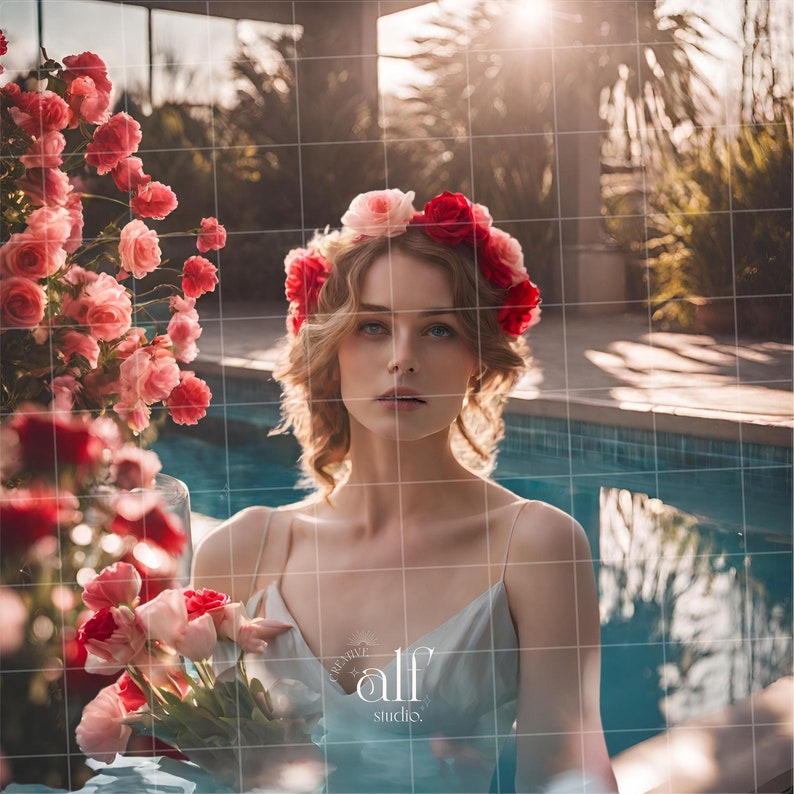 Romantic Poolside Roses Backdrop Valentine's Day Love Red Roses ...