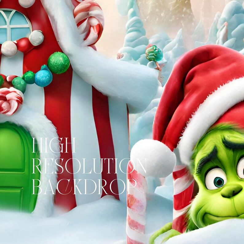 Whoville Christmas Backdrop: Grinch Village Party Photo Booth (digital ...