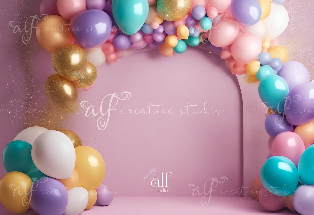 Birthday Overlays Digital Wallpaper Cake Smash Studio Backdrop ...